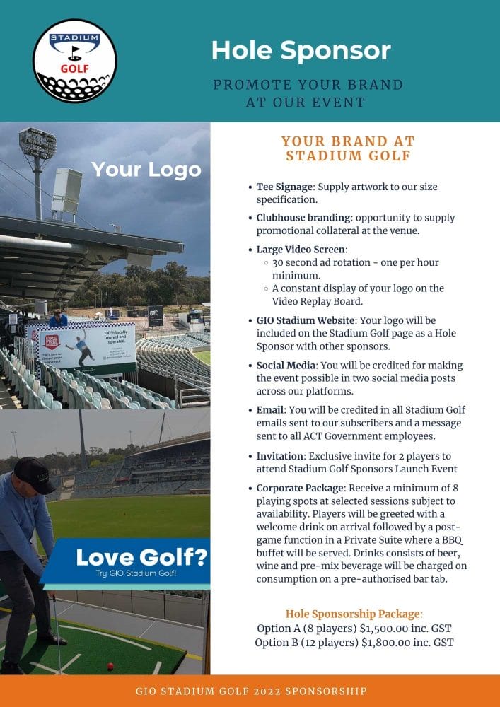 Stadium Golf Sponsorship – GIO Stadium Canberra